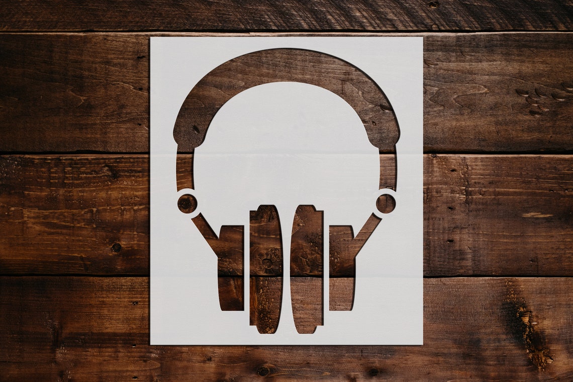 Head Phones Stencil - Reusable Head Phones Stencil - DIY Craft Stencil ...