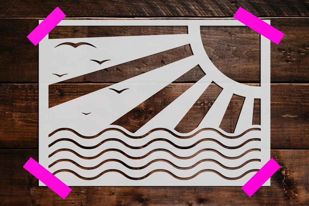 Sun and Sea Stencil, Reusable Sun and Sea Stencil, Art Stencil, DIY ...