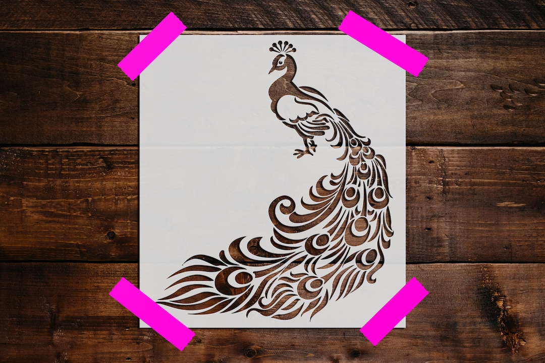 Peacock Stencil, Reusable Peacock Stencil, DIY Craft Stencil, Large ...