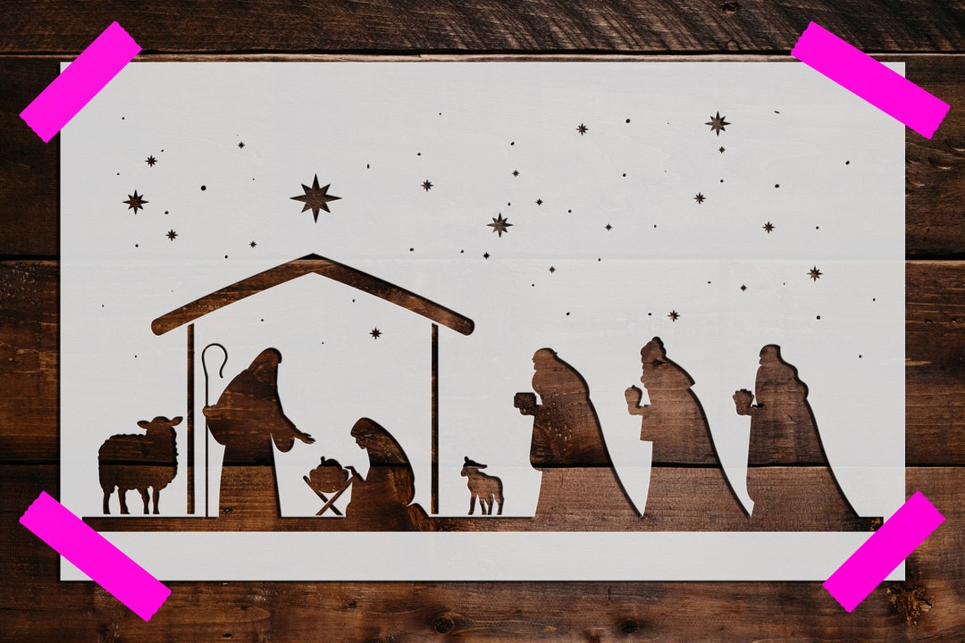 Nativity Scene Stencil - Reusable Nativity Scene Stencil - Art Stencil ...