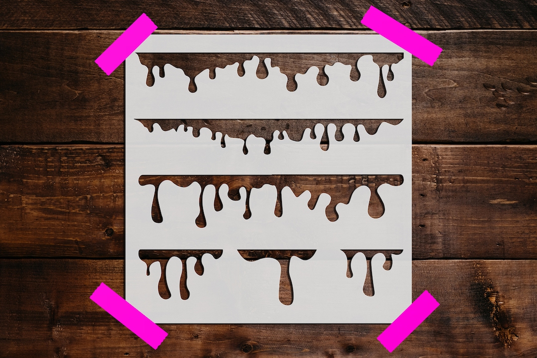 Paint Drip Stencil, Reusable Paint Drip Stencil, DIY Craft Stencil ...
