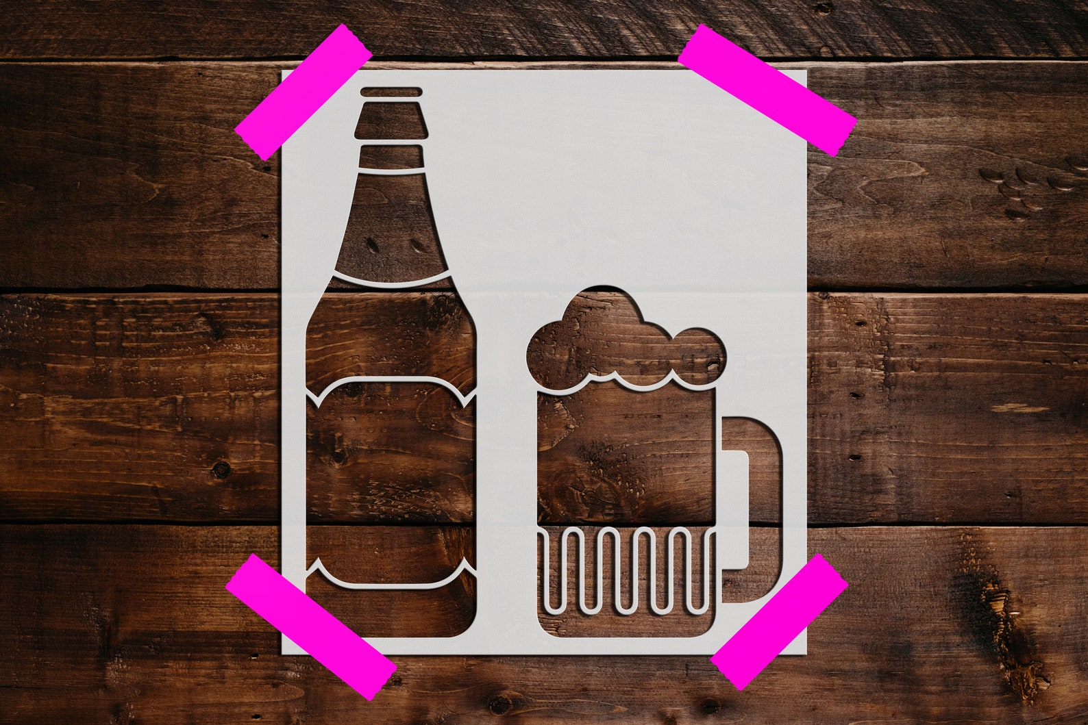 Root Beer Bottle and Mug Stencil - Reusable Root Beer Bottle and Mug ...