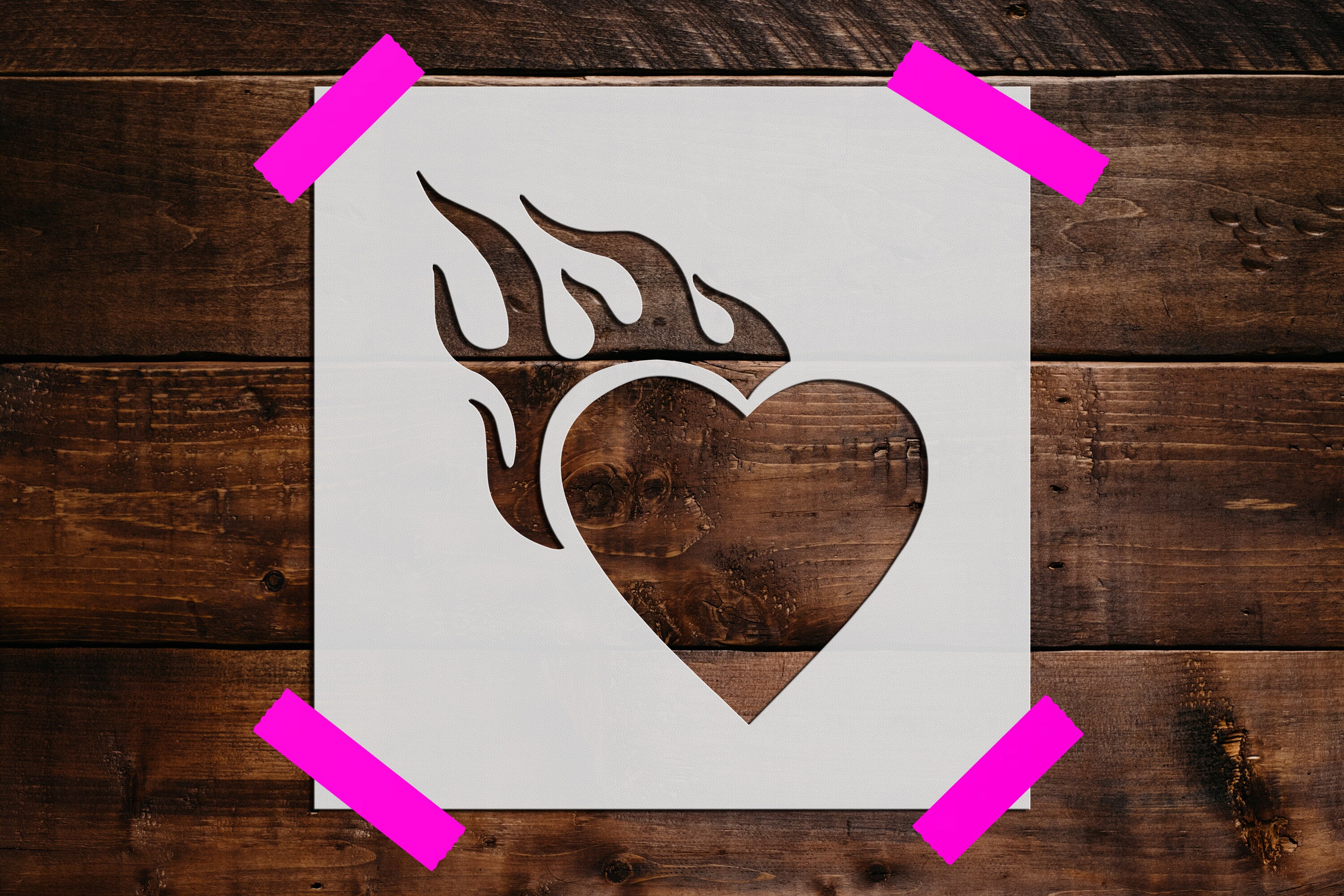 Fiery Heart Stencil Reusable Fiery Heart Stencil Art - Etsy