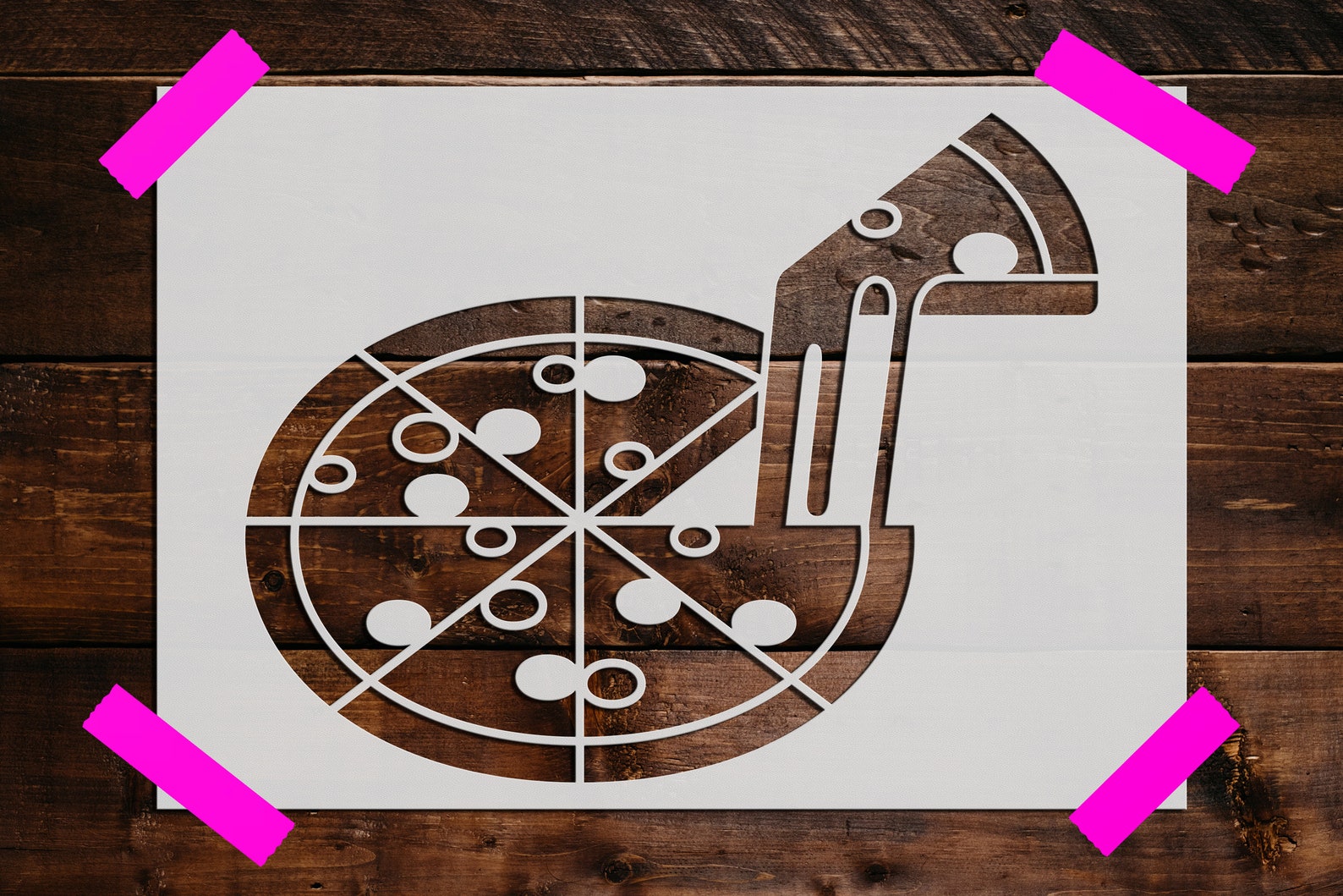 Pizza Stencil, Reusable Pizza Stencil, DIY Craft Stencil, Large Pizza ...