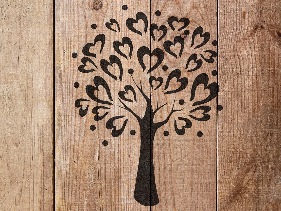 Heart Tree Stencil Reusable Heart Tree Stencil Art Stencil - Etsy