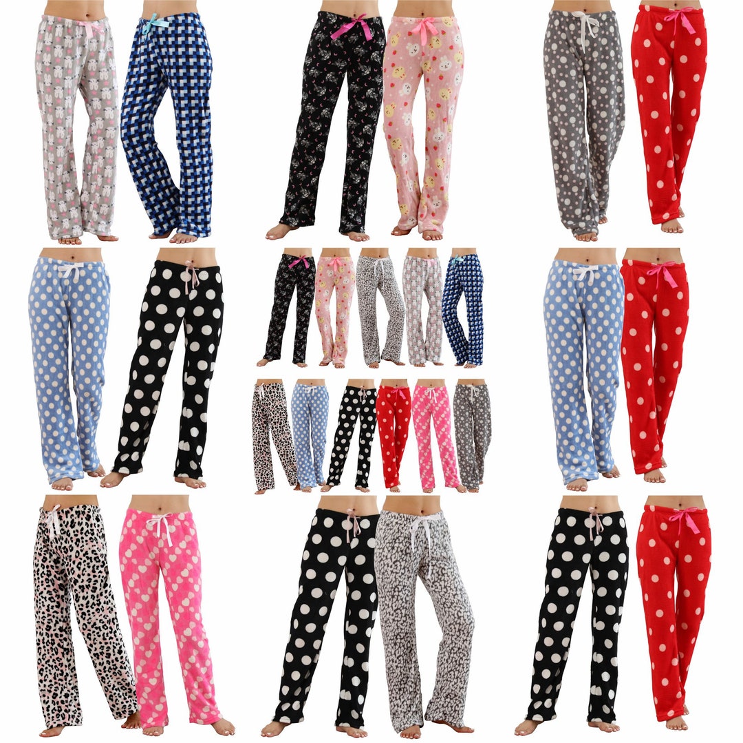 2 Pack Women’s Soft Plush Fleece Pajama Pants, Pattern 1 - 8 - Etsy
