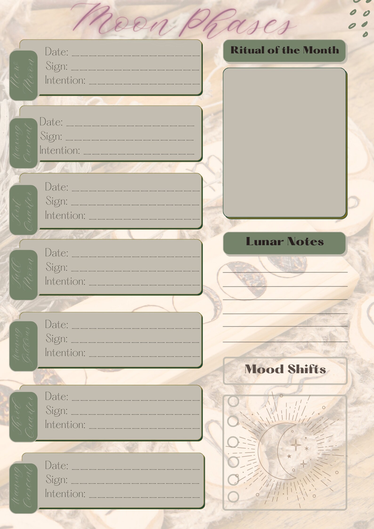 Witchy Planner Inserts Bundle - Digital Printable Planners for Pagans ...