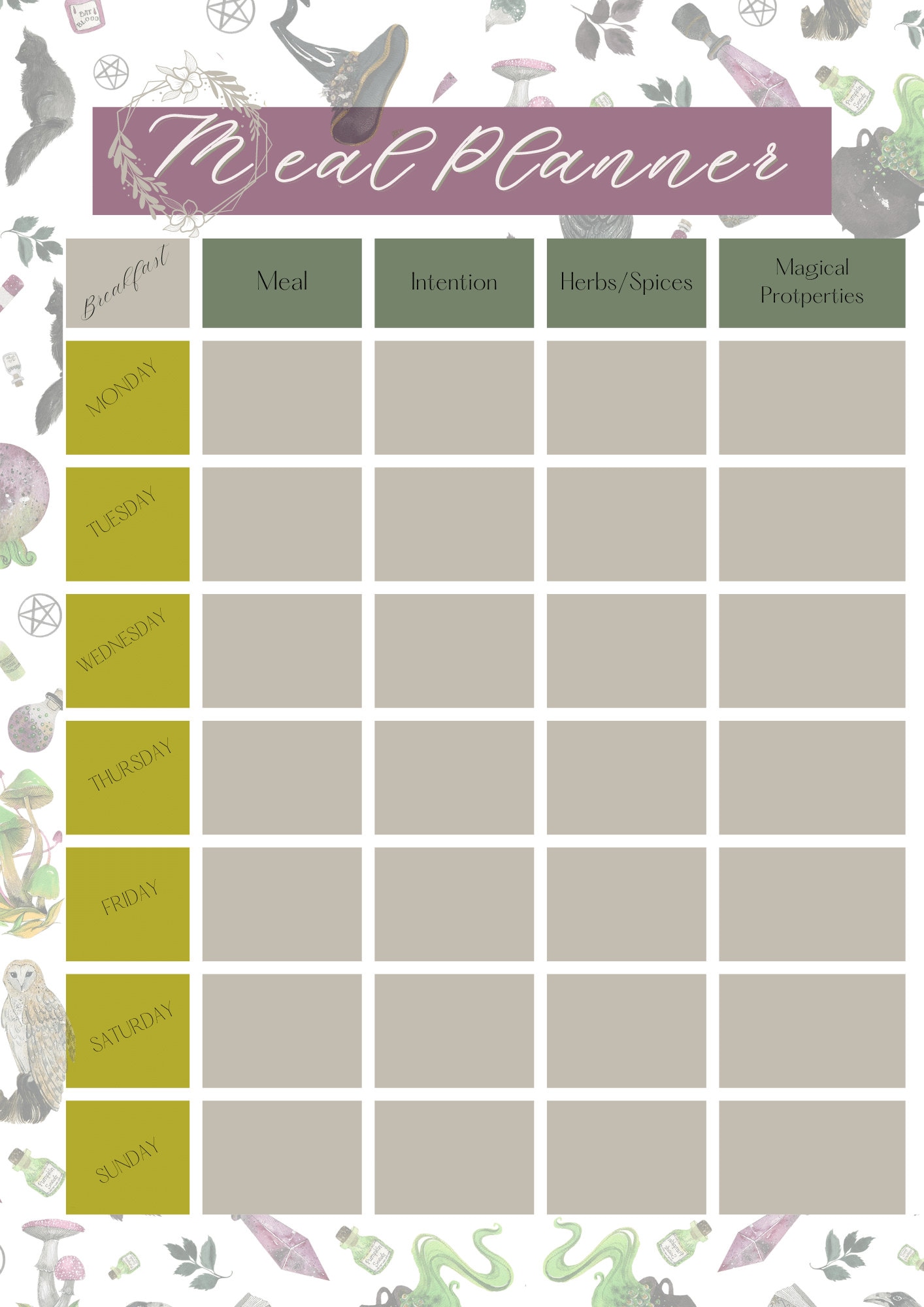 Witchy Planner Inserts Bundle Digital Printable Planners for Pagans ...