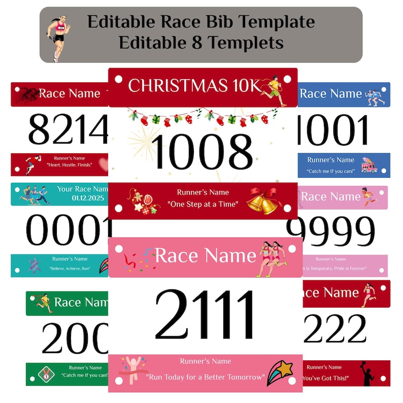 Editable Race Bib Template – Canva Running Number (digital Download) - Etsy