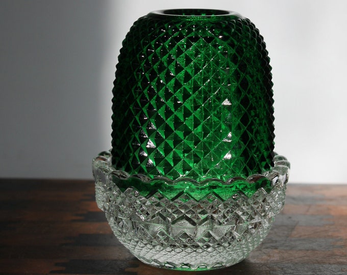 Vintage Emerald Green Mosser Fairy Lamp, Bougie Fall Decor, Small ...