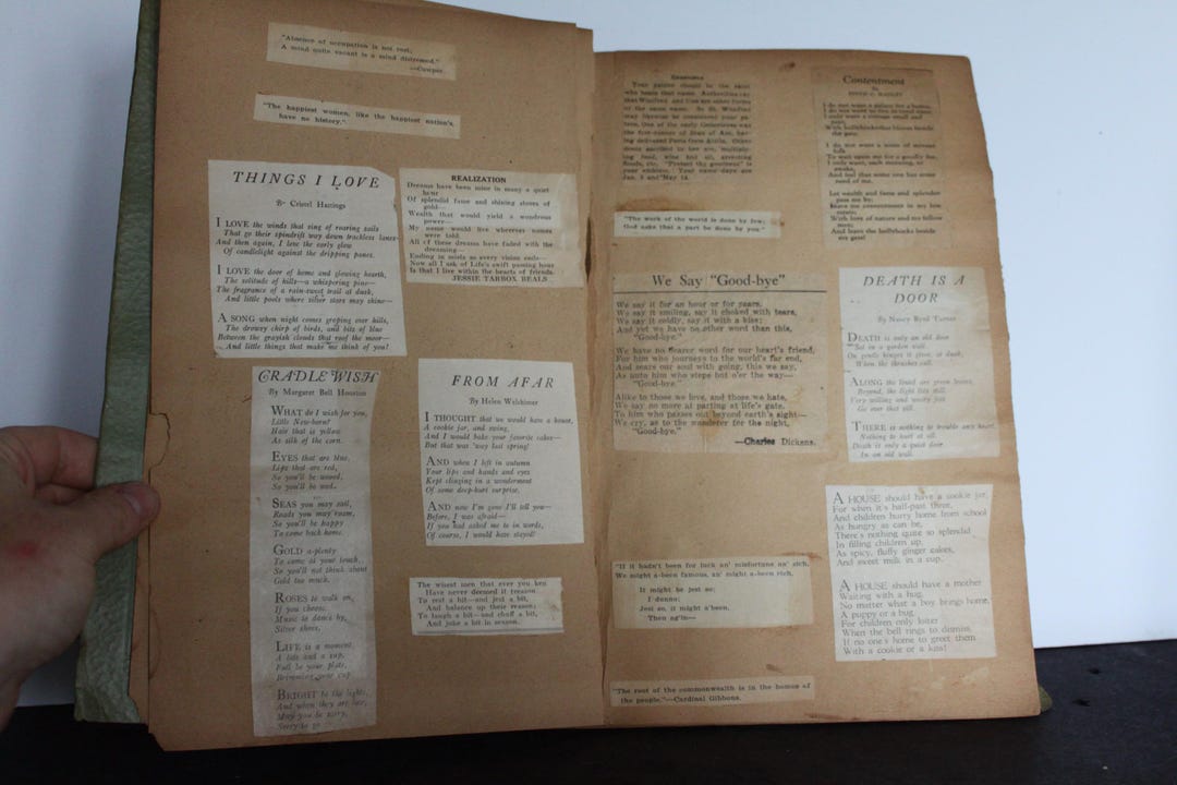 Vintage Scrapbook. Filled In, Personal Poems, Newspaper Clippings, Gift ...