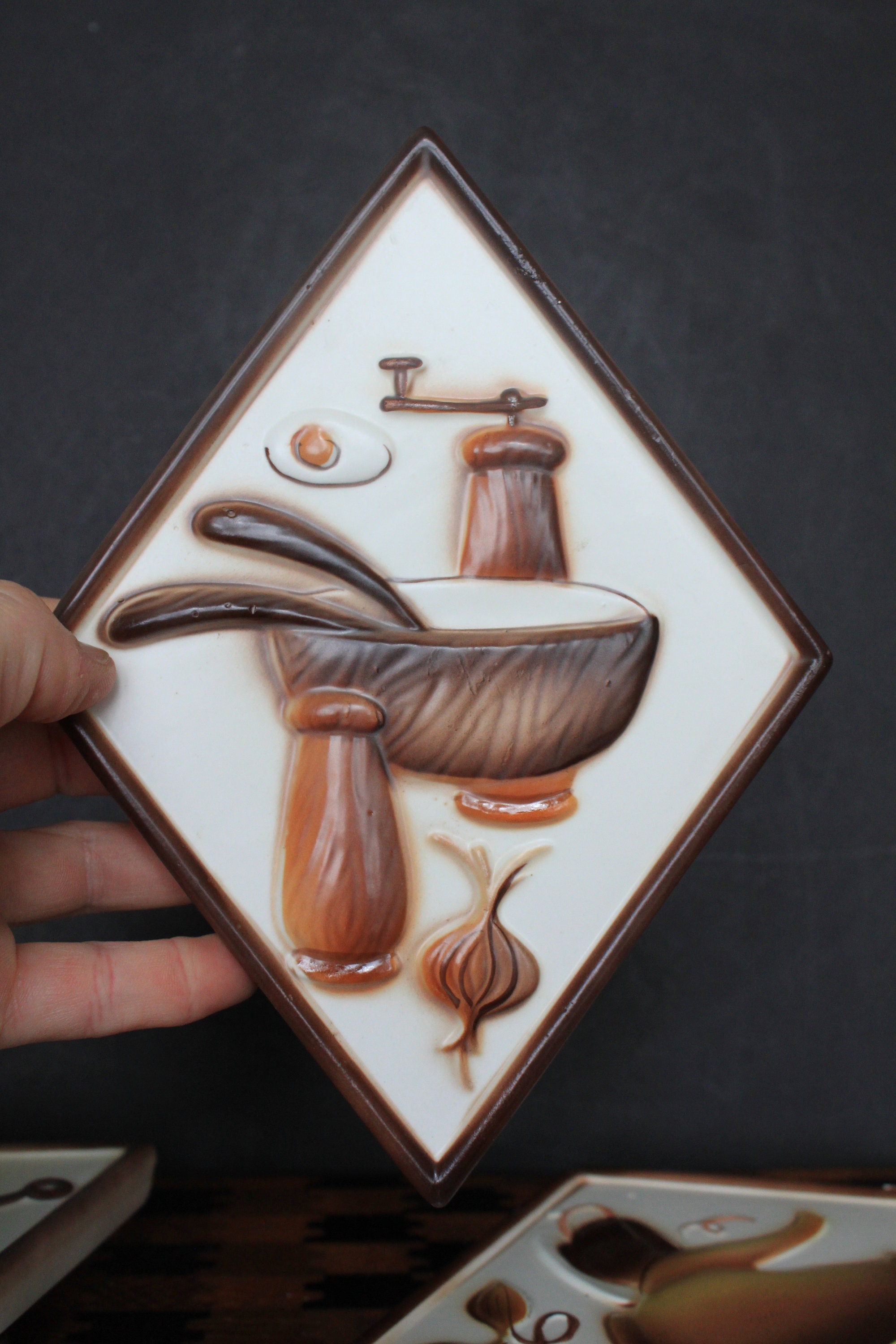 Vintage Rustic Kitchen Wall Plaques. Lefton Ceramic Diamond - Etsy