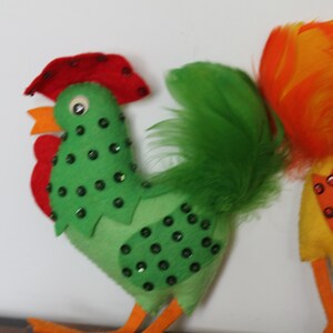 Vintage Retro Chicken Magnets. Owl Magnets, CHOOSE, Felt, Feather ...