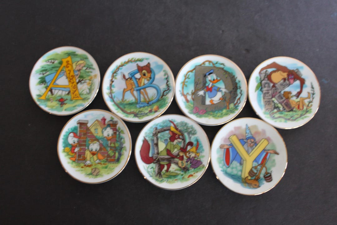 Vintage Walt Disney Miniature Alphabet Plate. CHOOSE From 7, A, B, D, R ...