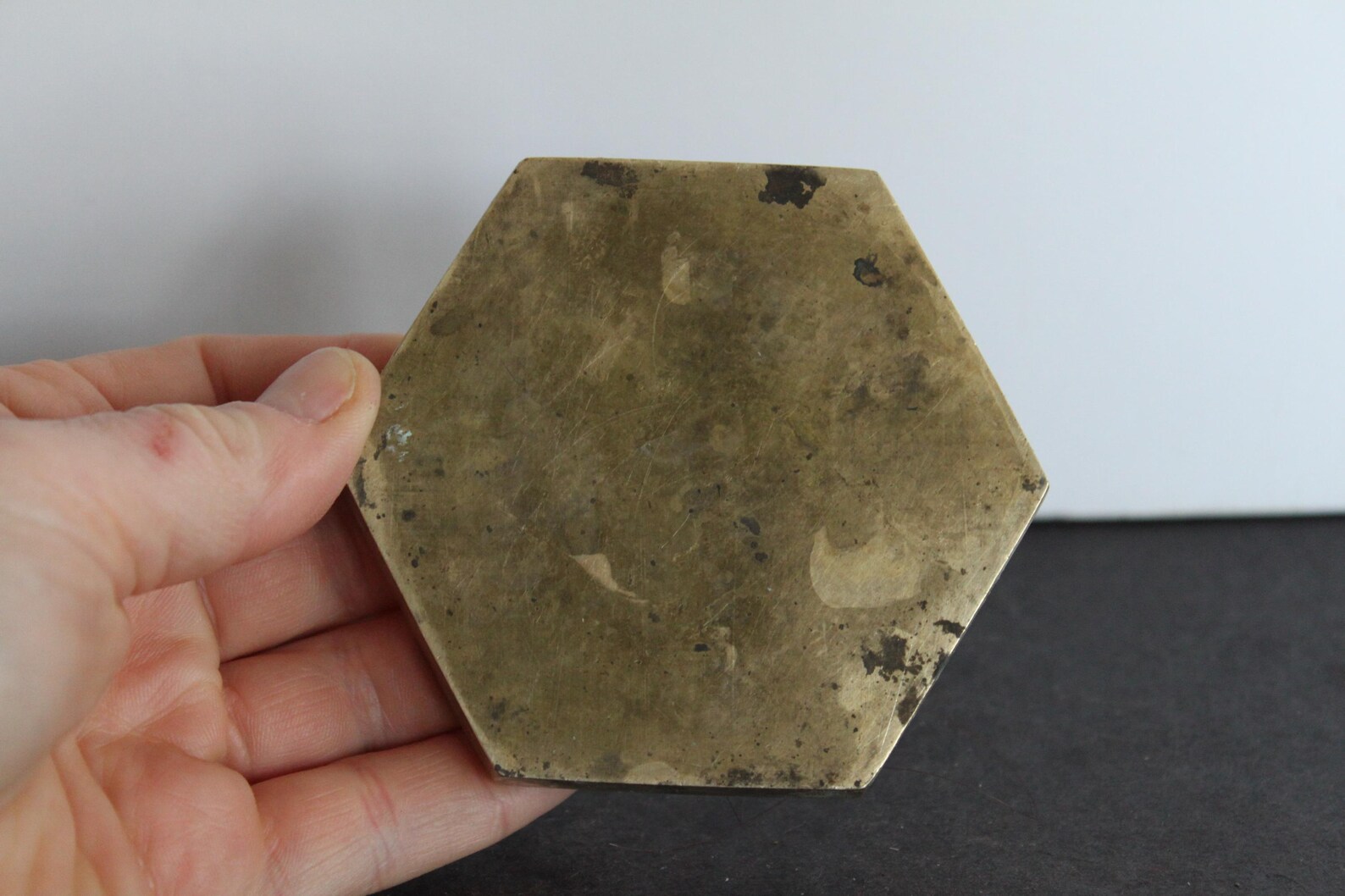 Vintage Brass Dragon Trinket Trays. Small, Hexagon Shaped, Engraved ...