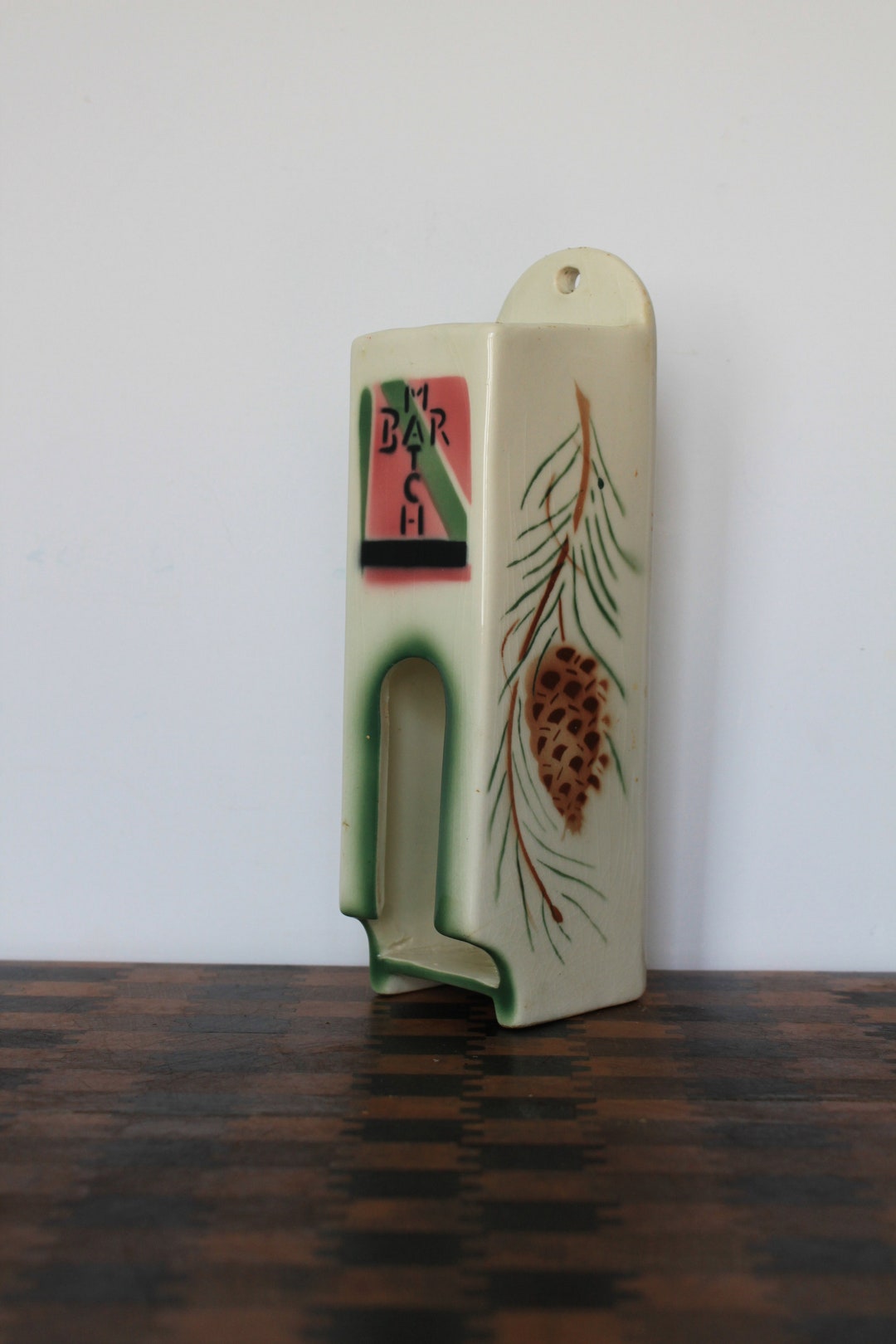 Vintage Match Bar Ceramic Holder. Wall Hanging Dispenser, Matchbook ...