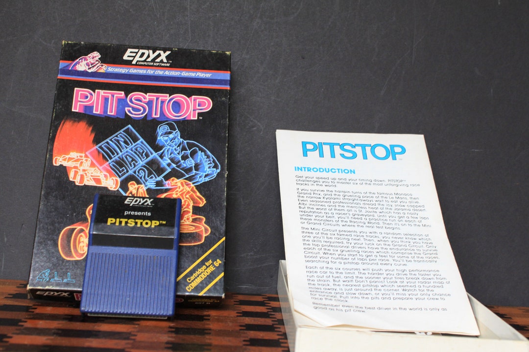 Vintage Pit Stop Video Game. Epyx Computer Software Commodore 64, in ...