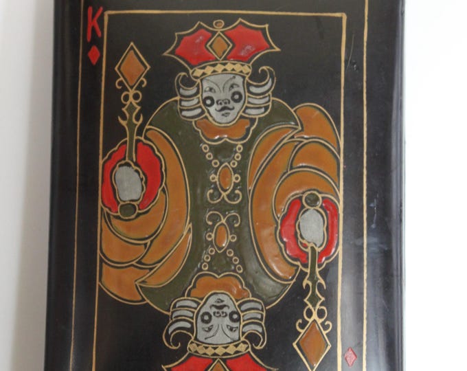 Vintage King of Diamonds Plastic Card Box. Made in Japan, Jester Like ...