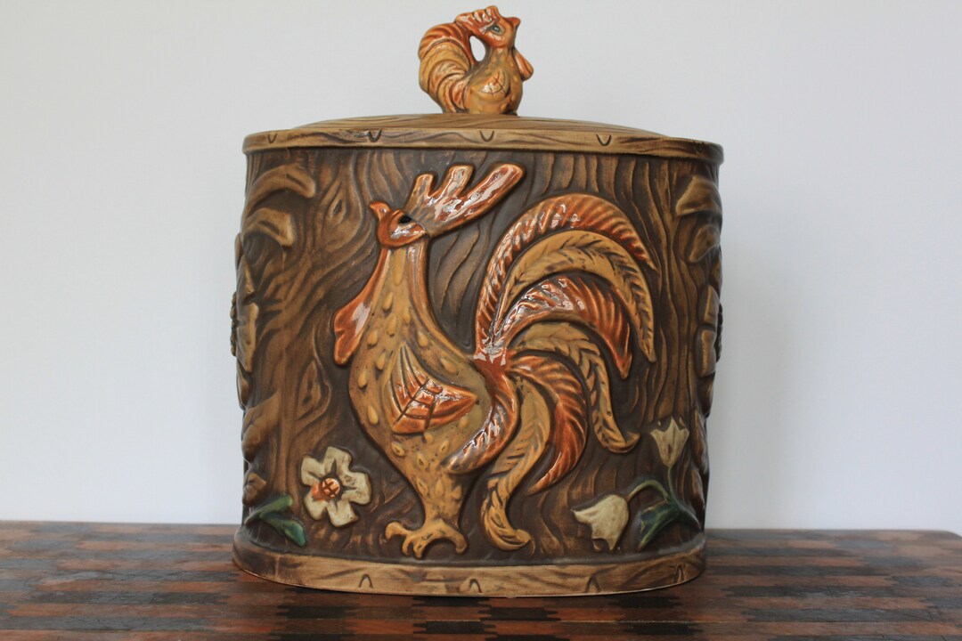 Vintage Rooster Canister. Large Ceramic Container, Lefton, Unique & HTF ...