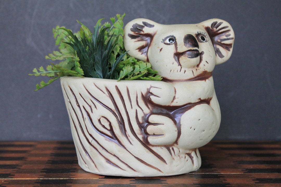 Koala Planter for Vintage Animal Theme Mantel Decor. Armbee, Grey ...