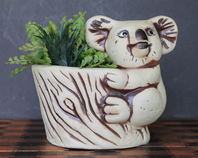 Koala Planter for Vintage Animal Theme Mantel Decor. Armbee, Grey ...