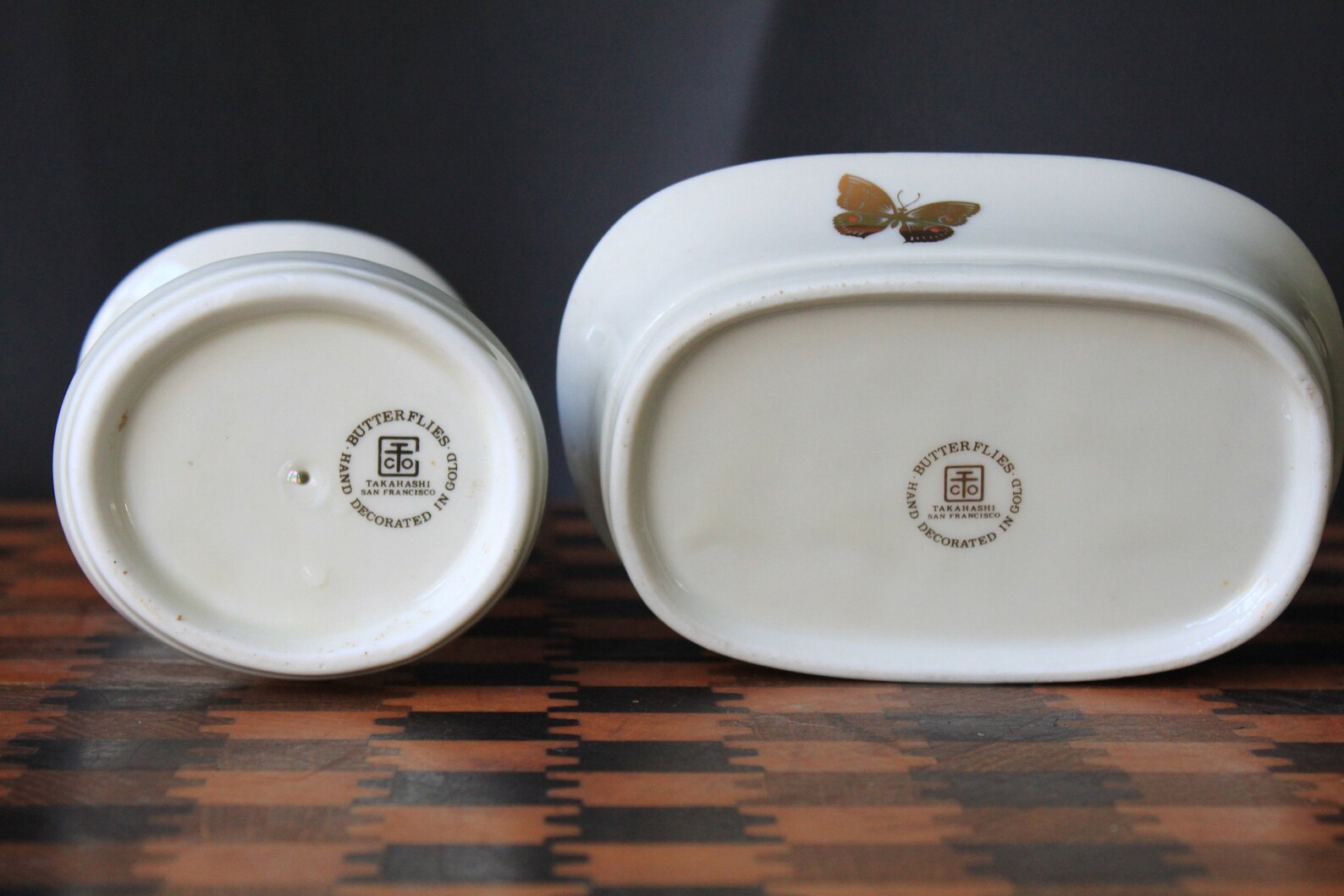 Vintage Butterfly Bathroom Set. Takahashi, White Porcelain W/ Gold ...
