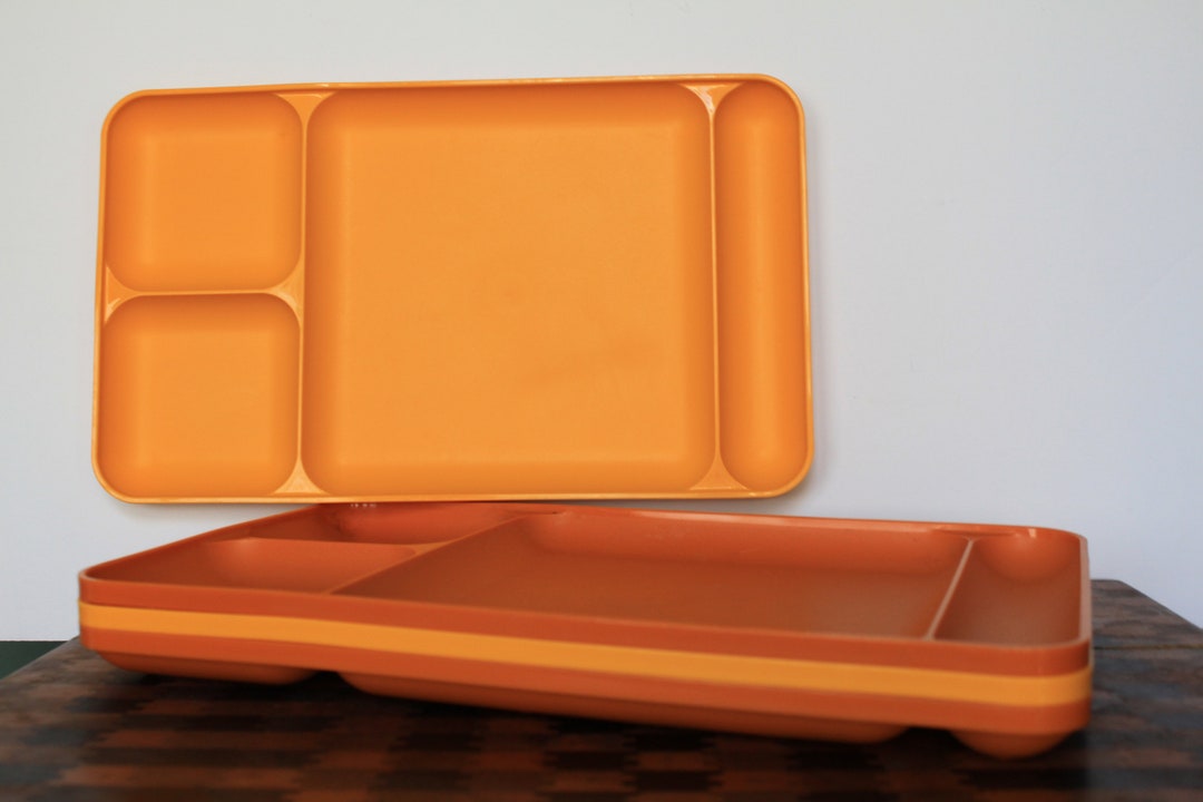 Vintage Tupperware Divided Plates. Set of 4, Burnt, Light Orange ...