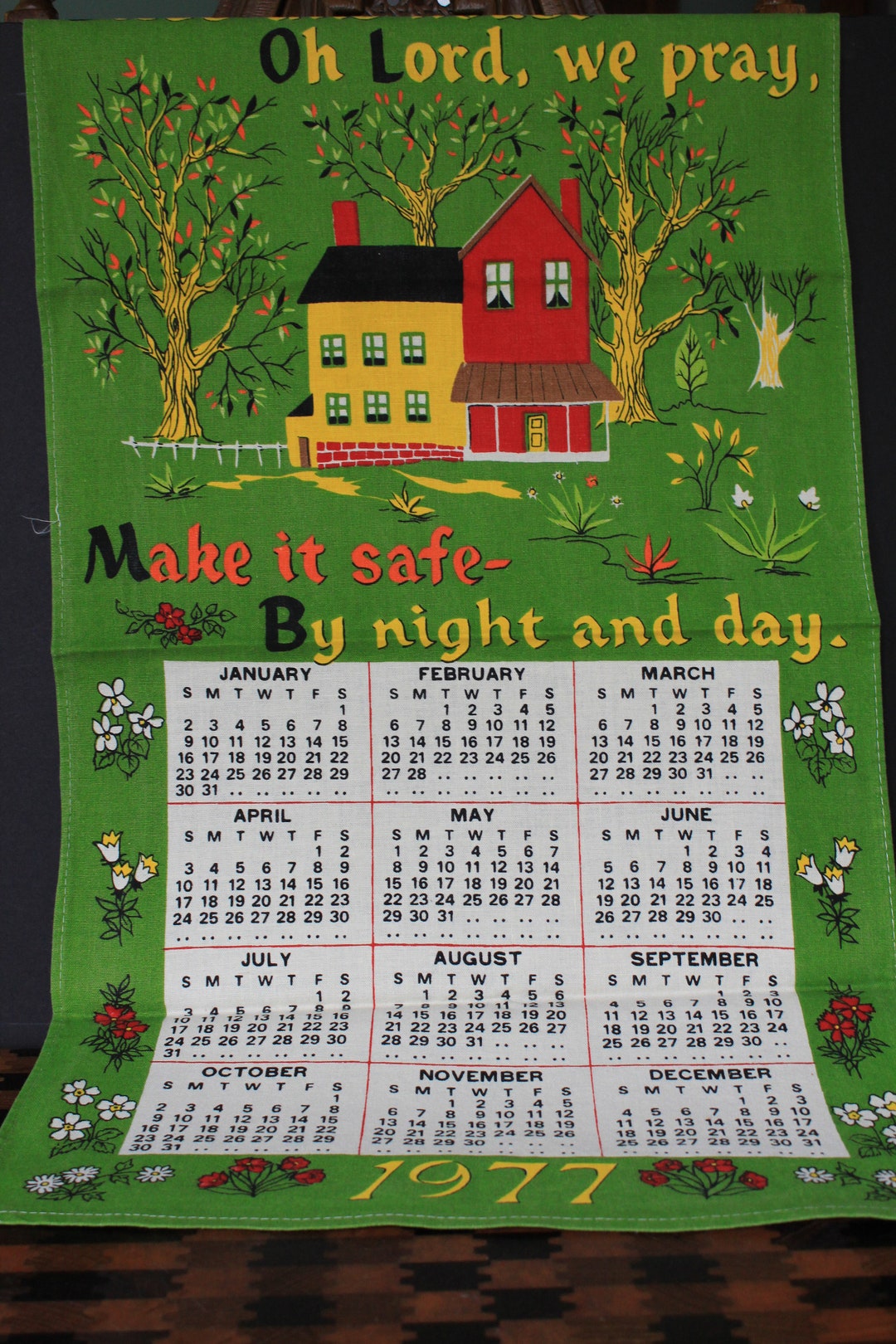 Vintage Kitchen Calendar Towel. Rustic Country Farmhouse Kitchen ...