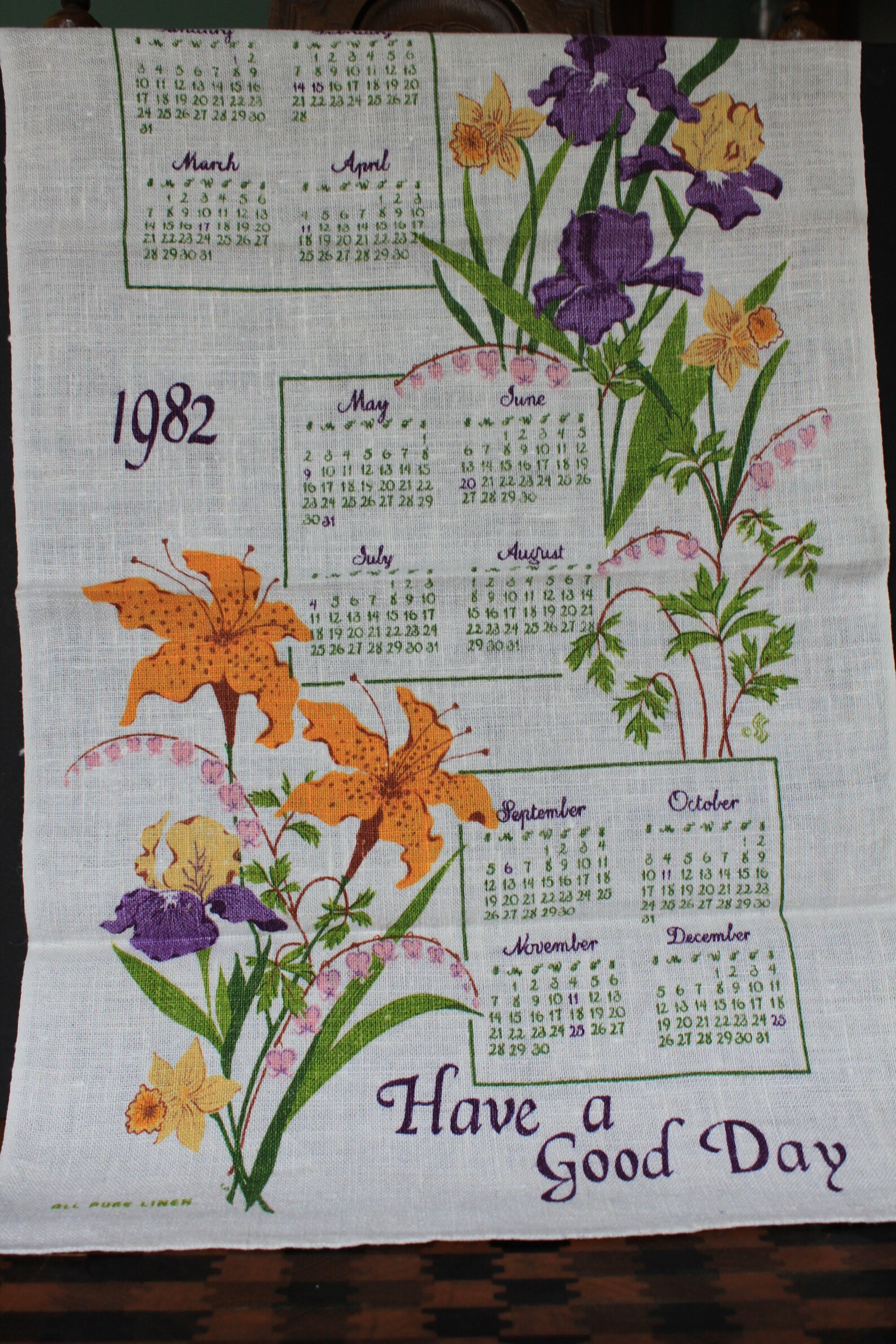 Vintage Kitchen Calendar Towel. Rustic Country Farmhouse Kitchen ...