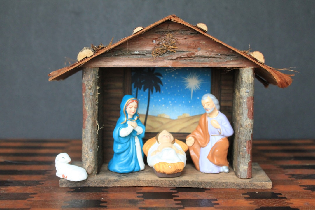 Vintage Norcrest Nativity Set. Paper Mache Nativity, Hand Painted ...