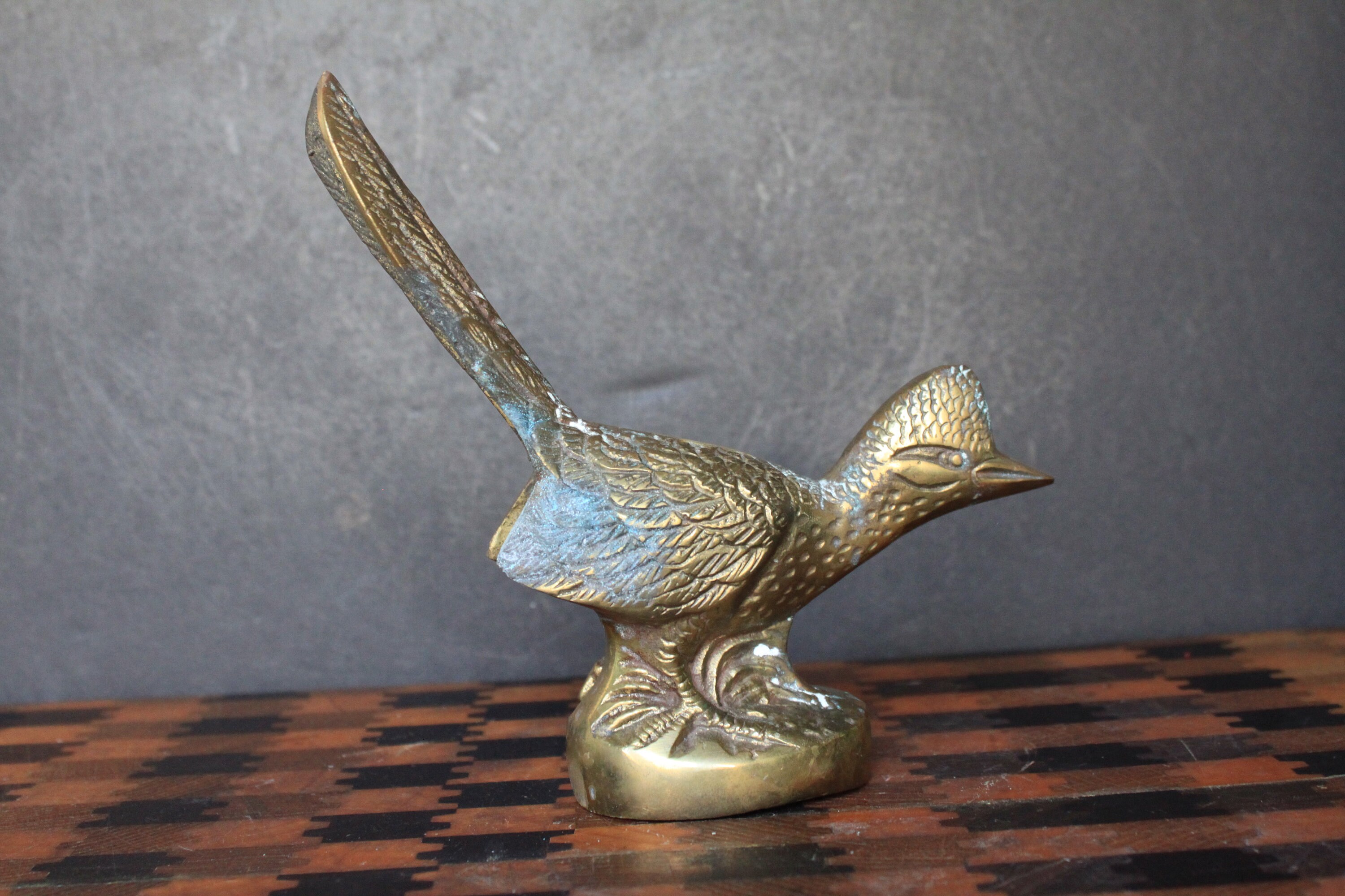 Vintage Road Runner Figurine. Cast Brass Bird Cute - Etsy