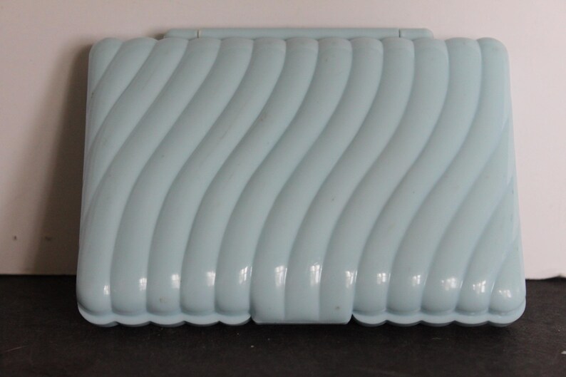 Vintage Traveling Tissue Compact. CHOOSE Blue or Purple, Mirror, Wavy ...