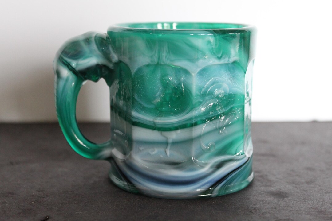 Vintage Green Slag Glass Nursery Rhyme Mug. Imperial Glass, Elephant ...