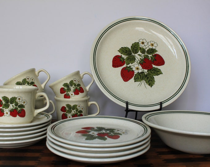 Vintage Strawberry Stoneware Dishes. Choose 1, Roycroft Stoneware, Made ...