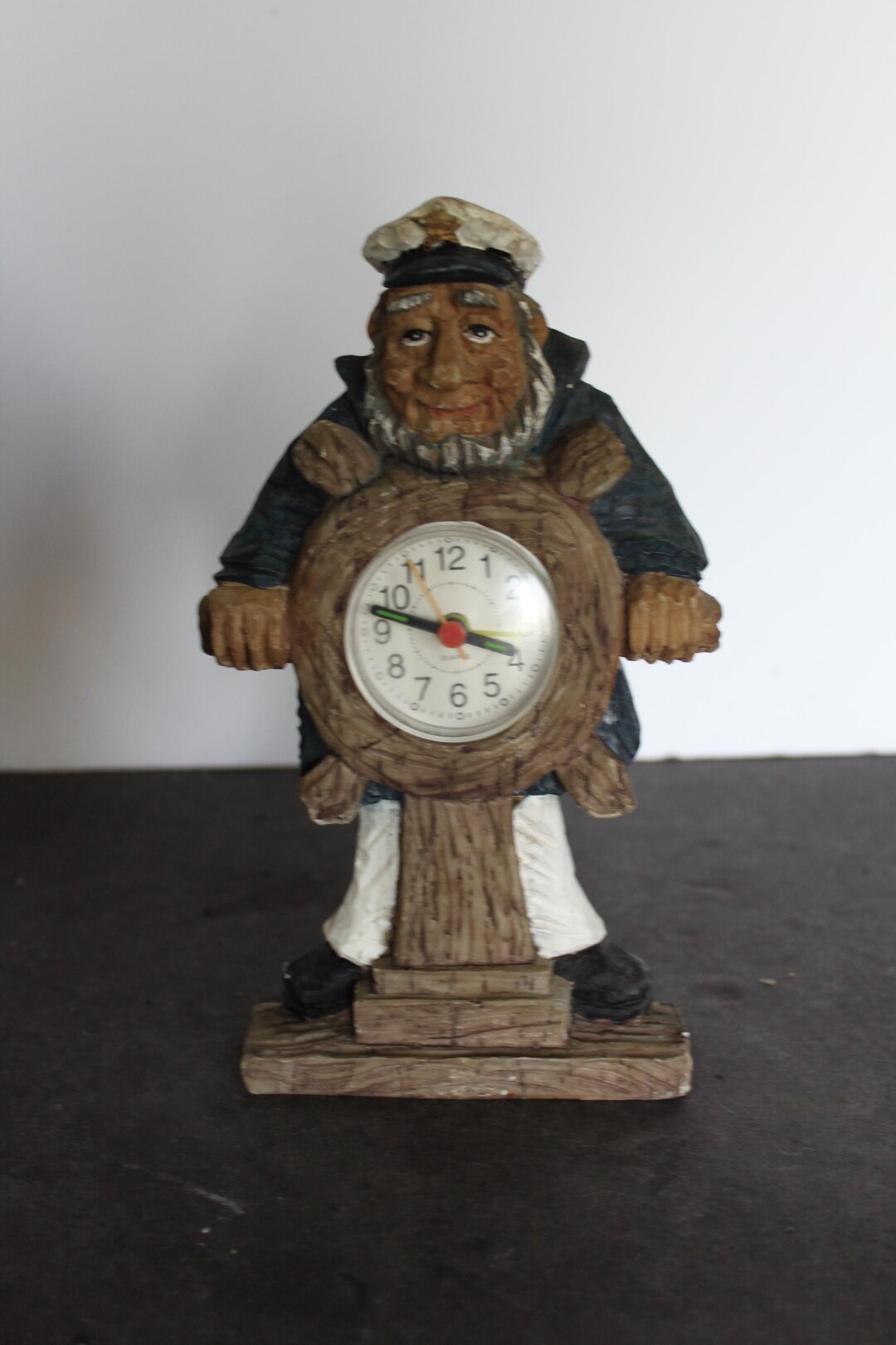 Vintage Captain and Ships Wheel Clock. Battery Operated, WORKING, Resin ...