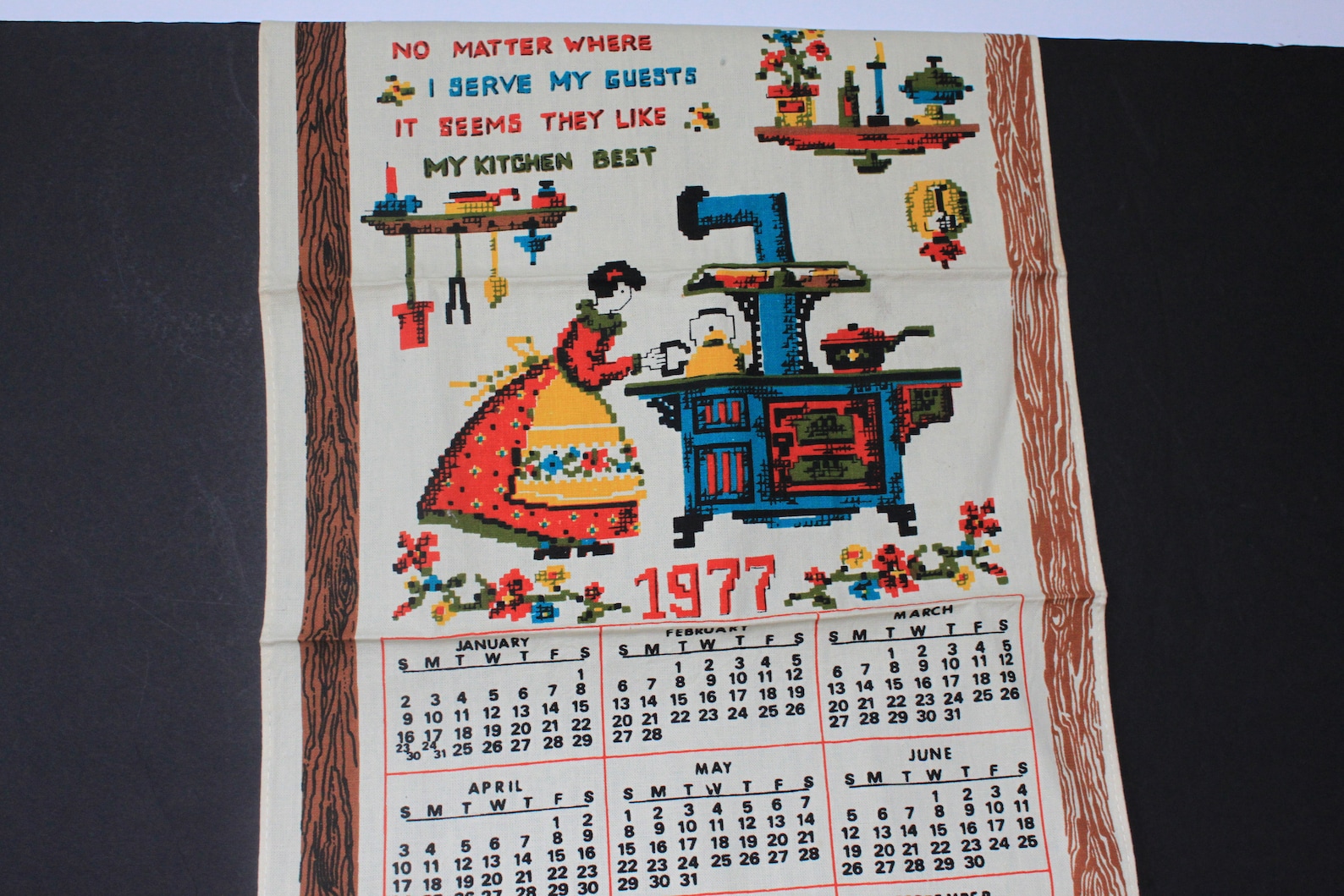 Vintage Kitchen Calendar Towel. Rustic Country Farmhouse Kitchen ...