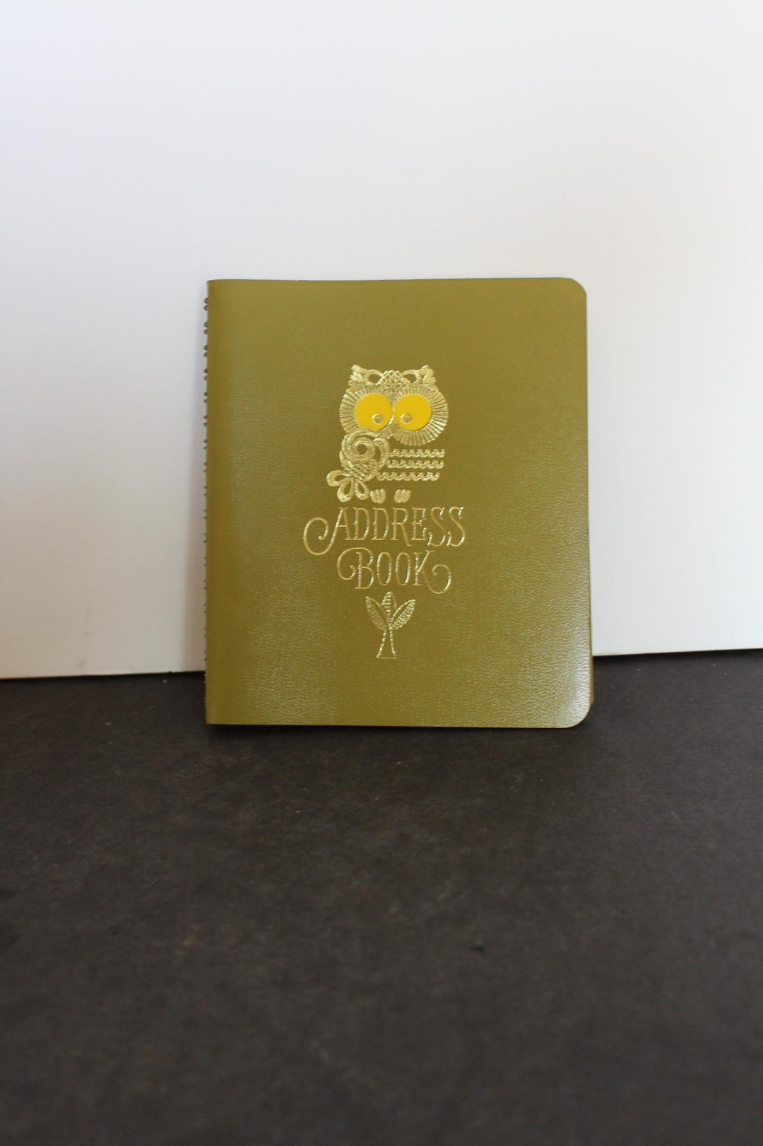Vintage Owl Address Book. Olive Green, Gold Owl, Never Used, NOS ...