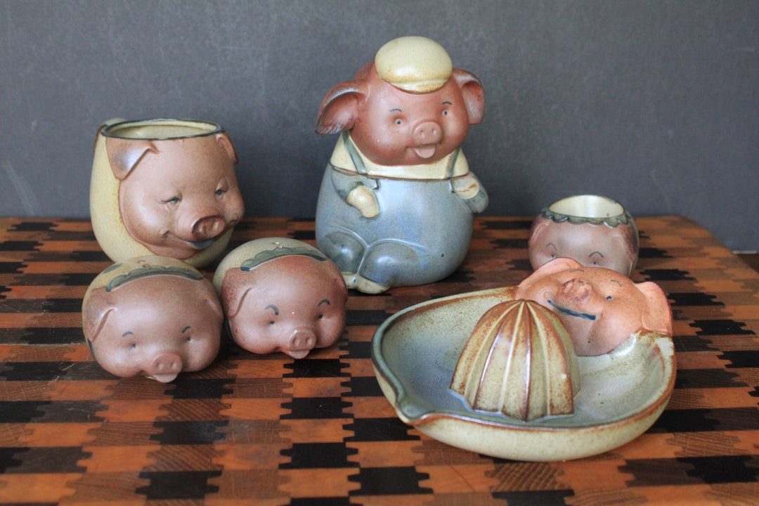 Vintage Pig Stoneware Kitchen Ware. UCTCI Mug, Salt & Pepper Shakers ...