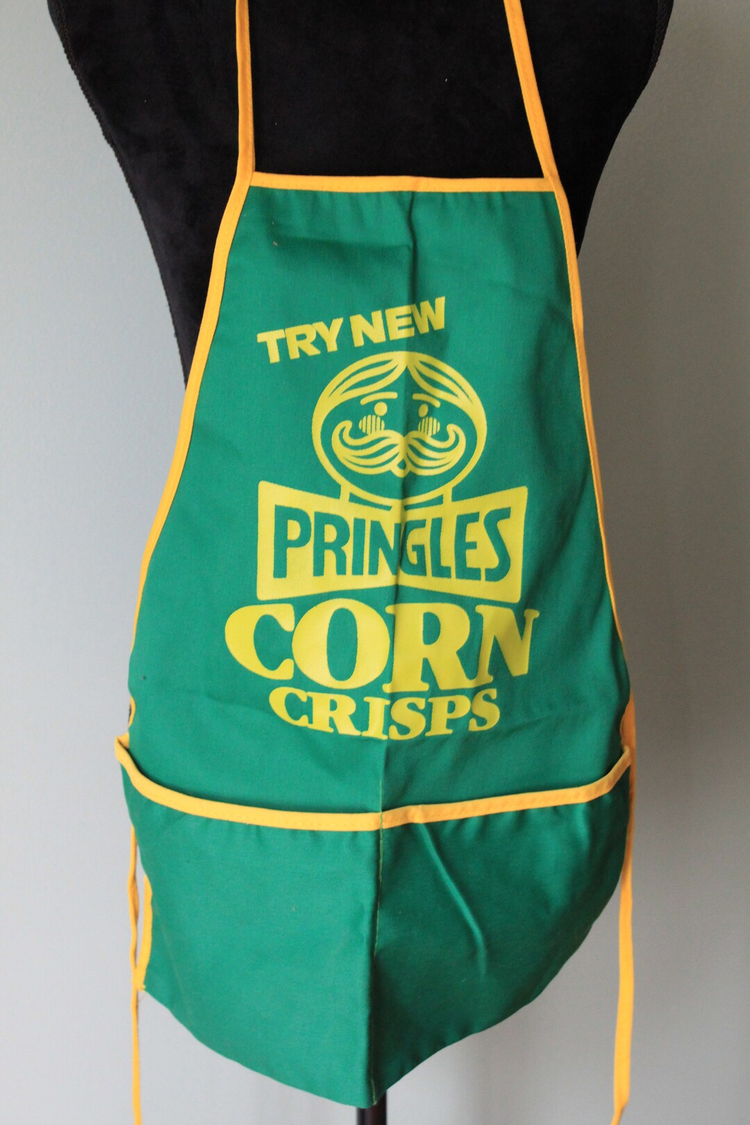 Vintage Pringles Corn Crisps Advertisement Apron. Green & Yellow, Mint ...