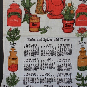 Vintage Kitchen Calendar Towel. Rustic Country Farmhouse Kitchen ...