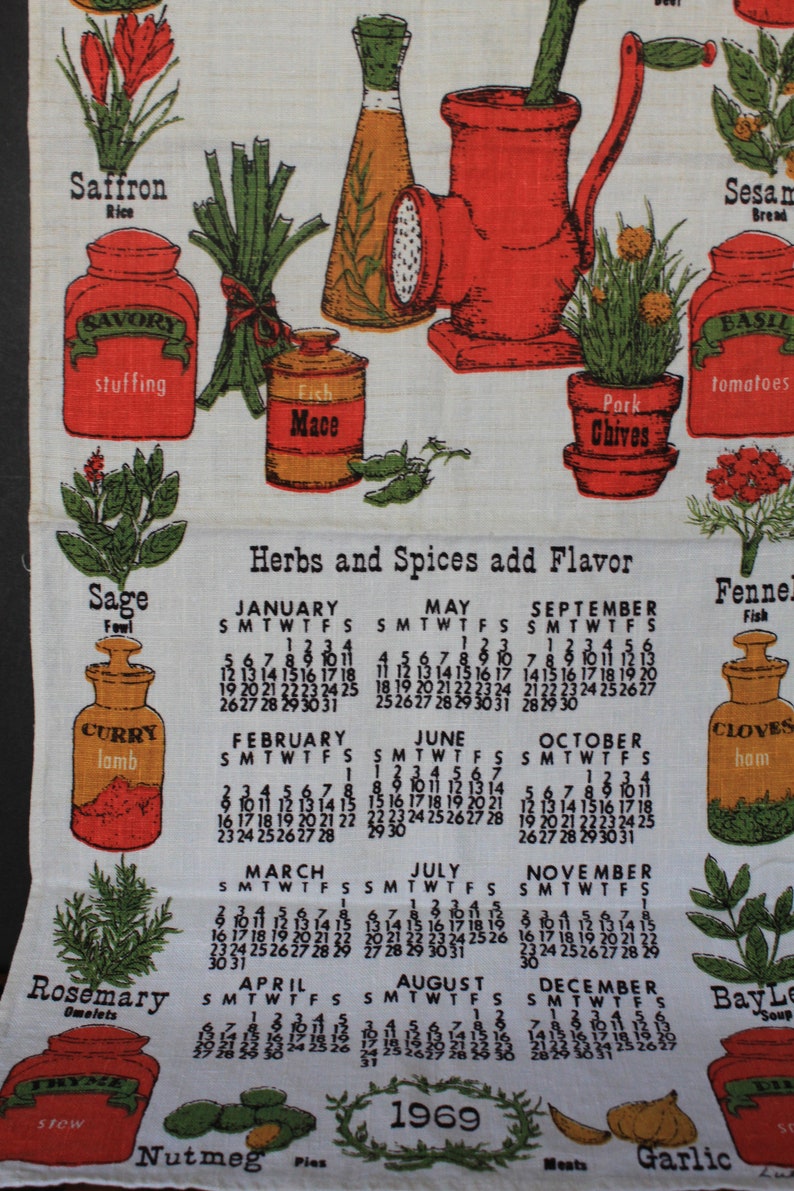 Vintage Kitchen Calendar Towel. Rustic Country Farmhouse Kitchen ...