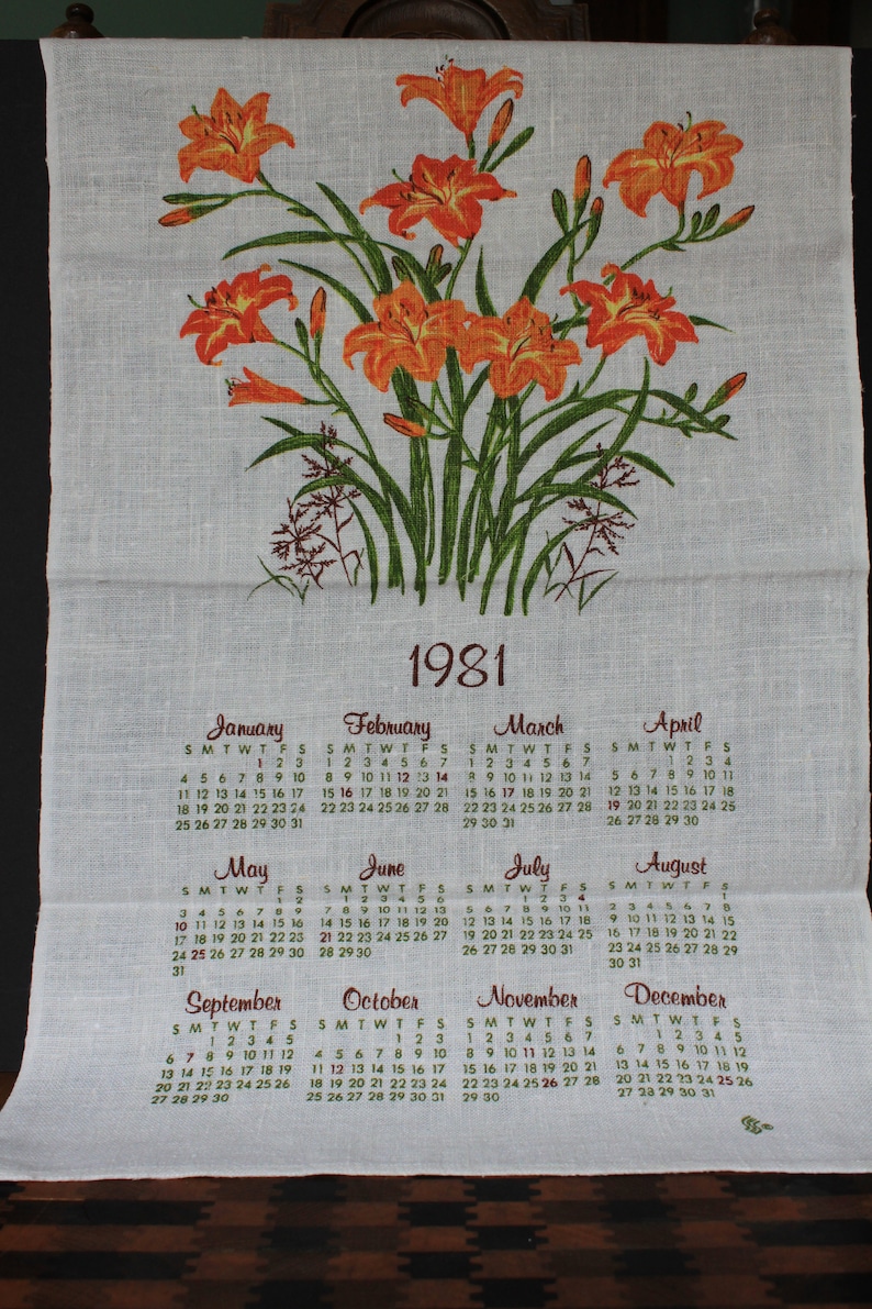Vintage Kitchen Calendar Towel. Rustic Country Farmhouse Kitchen ...