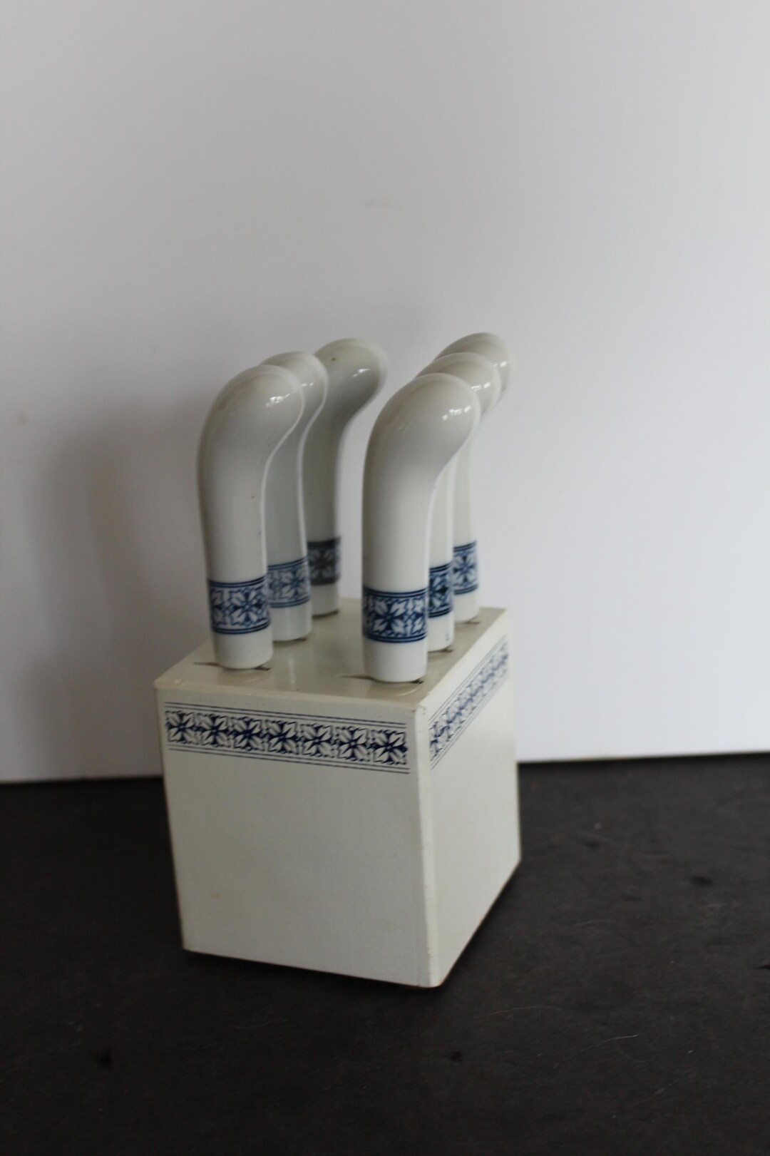 Vintage Blue and White Ceramic Butter Knives. Set of 6, Made in Taiwan ...