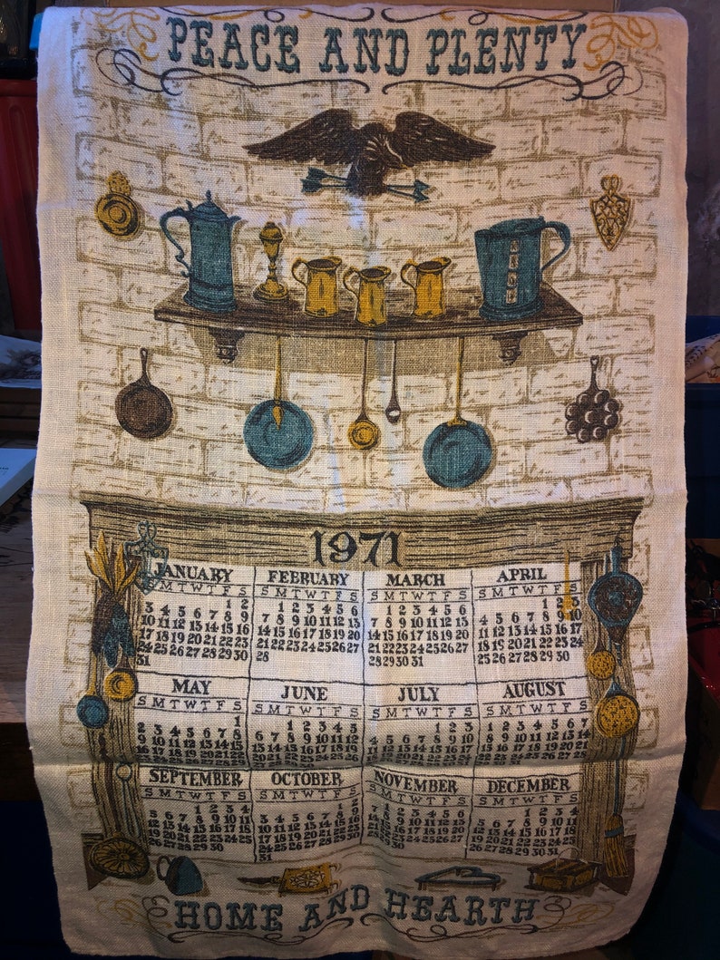 Vintage Kitchen Calendar Towels Choose One From 1966 1970 1971 - Etsy