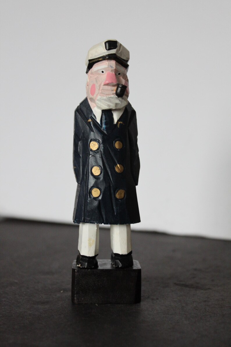Vintage Wooden Captain and Sailor Figurines. CHOICE, Smoking Pipe ...