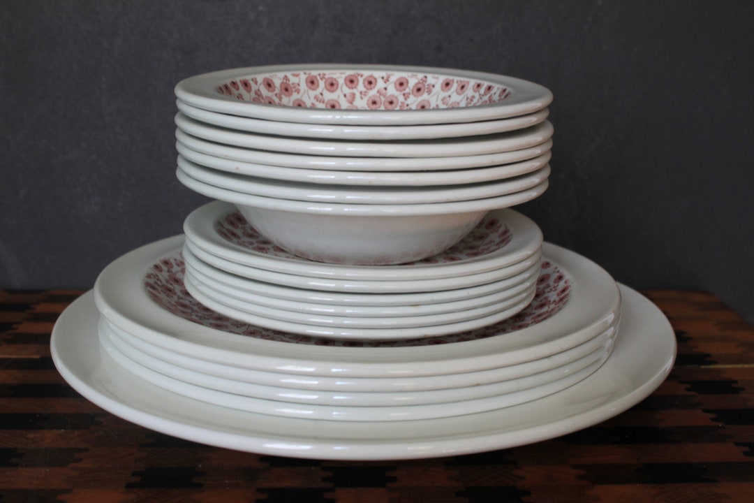 Vintage Meakin Dish. Bayberry Pattern, Cranberry/maroon Floral Pattern ...