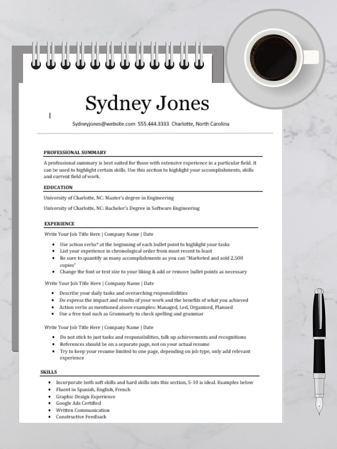 Classic Resume Template - Etsy