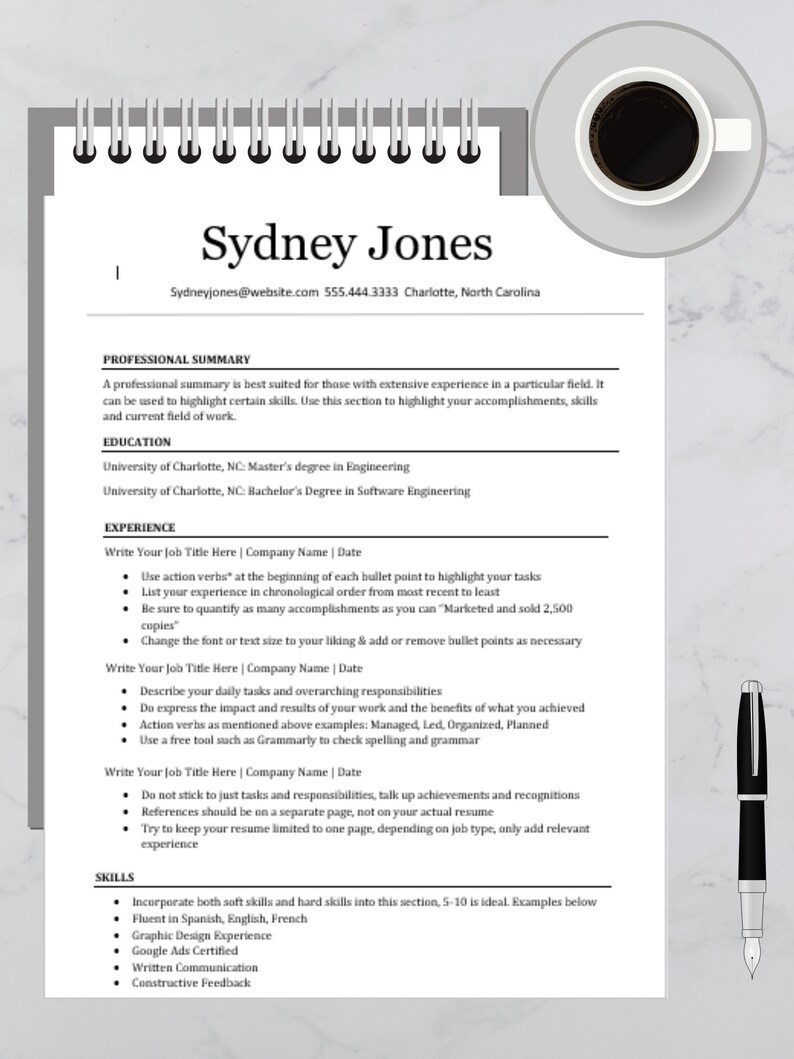 Classic Resume Template - Etsy