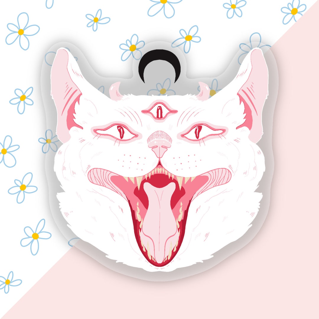 Three-eyed Cat Sticker | Transparent Background | Die Cut - Etsy