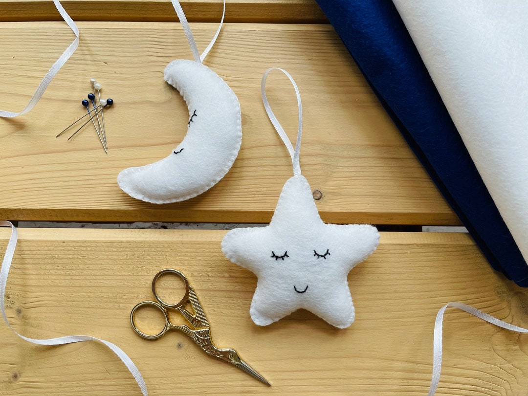 Star and Moon Baubles, Star Christmas Bauble, Sleepy Nursery Decor ...